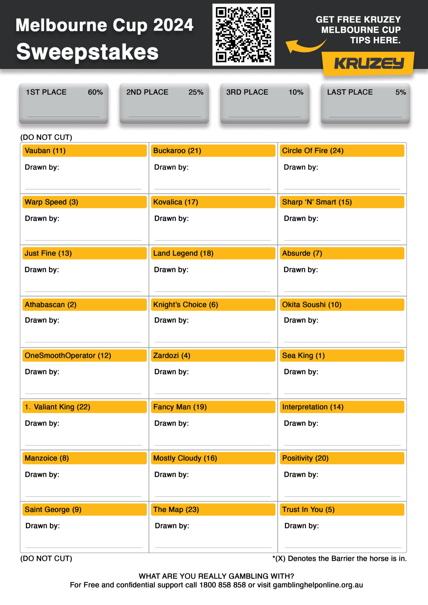 Melbourne Cup Sweep 2025: Printable & Free (plus kids version) - KRUZEY